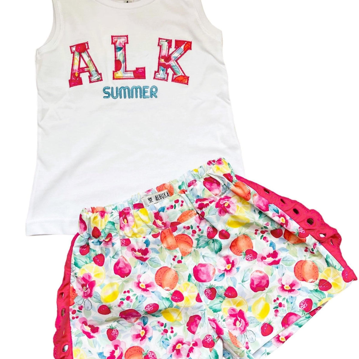 Alhuka Summer - Paris Floral Print Shorts & T-Shirt Set