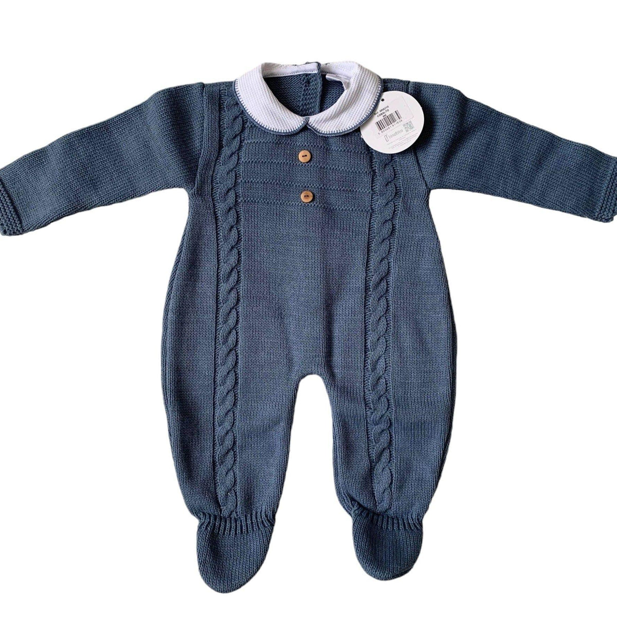 Minhon - Baby Boys Knitted Cobalt Blue Romper